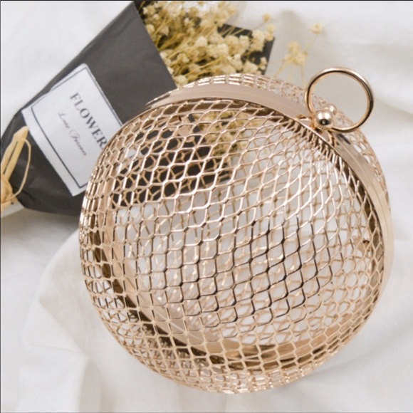 Bags | Just In Gold Mesh Caged Ball Bag | Poshmark